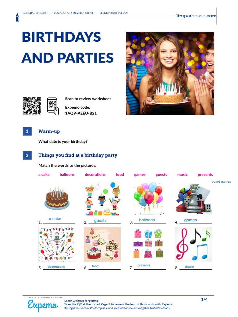 Birthdays and Parties British English Student | PDF