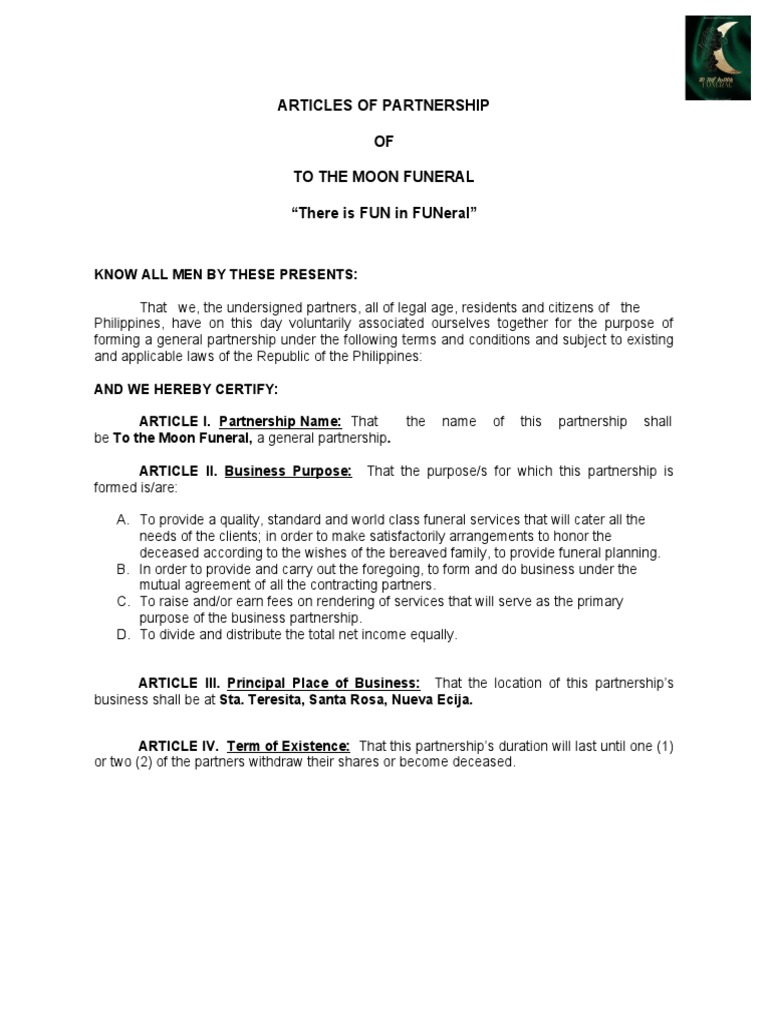 Articles of General Partnership | PDF