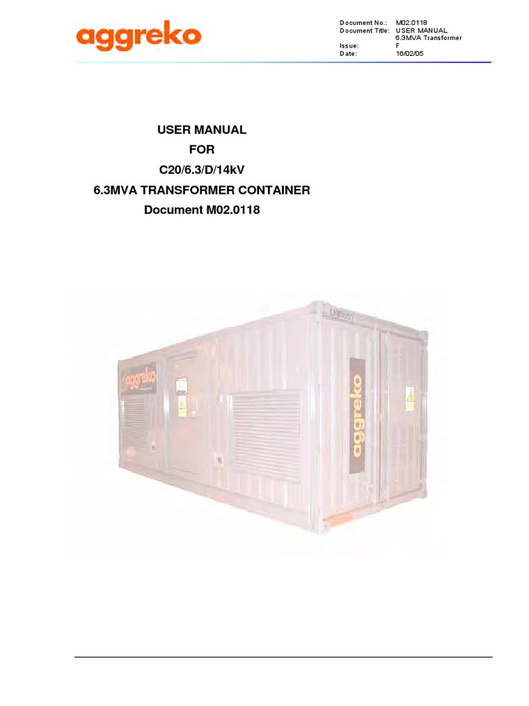 Aggreko Trasformer Module 6.3 MVA - RESUMEN | PDF