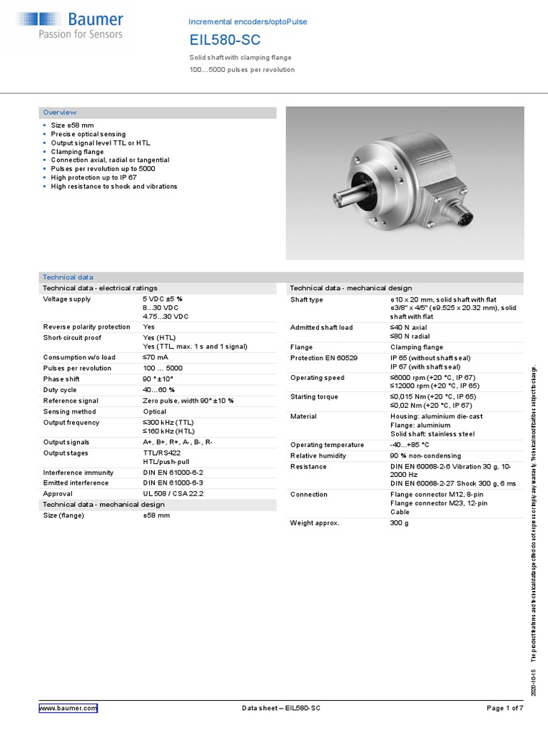 Baumer EIL580-SC EN 20201015 DS | PDF