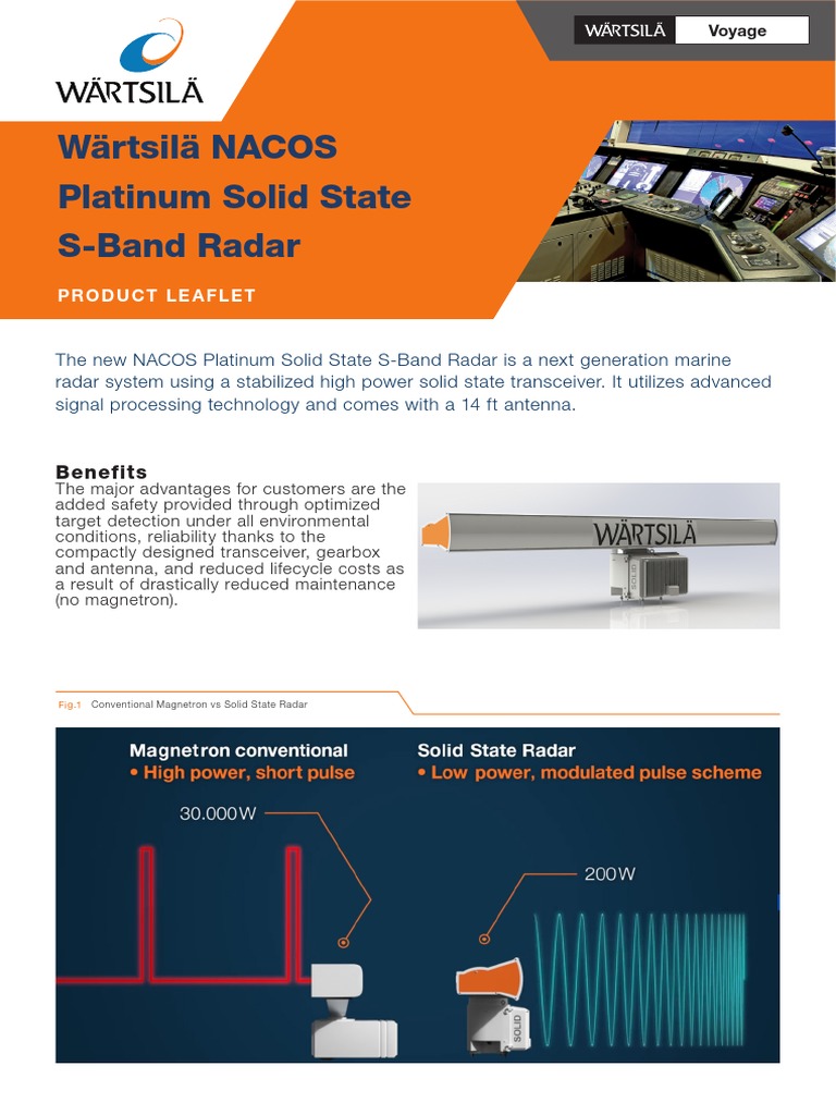 Wartsila Nacos Platinum Solid State S Band Radar Leaflet | PDF