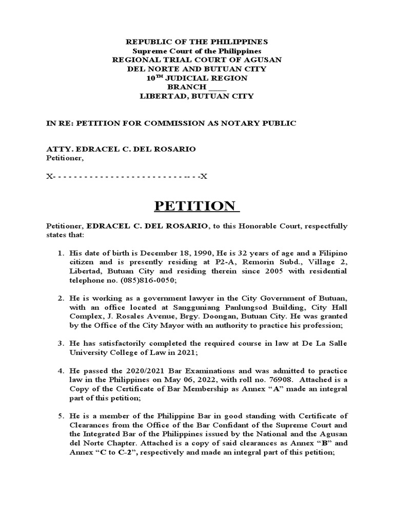 Petition For Notarial Commission2 | PDF