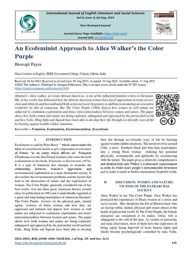 An Ecofeminist Approach To Alice Walker's The Color Purple | PDF