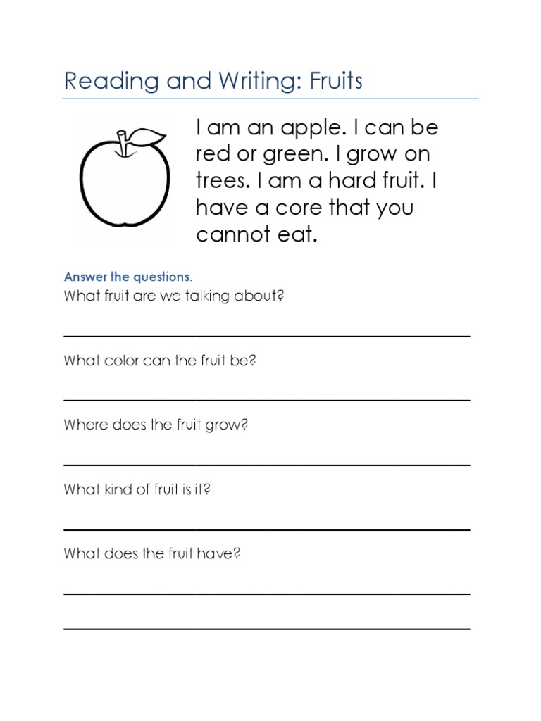 Reading and Writing Fruits | PDF | Self-Improvement