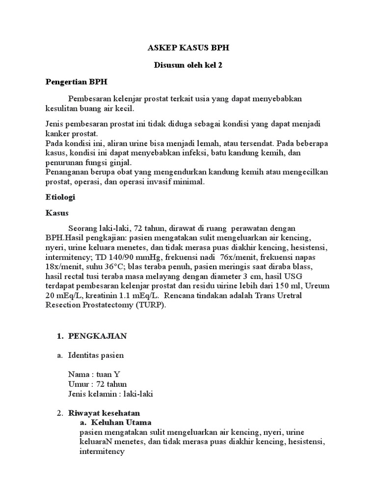 Askep Kasus BPH | PDF | Sains & Matematika