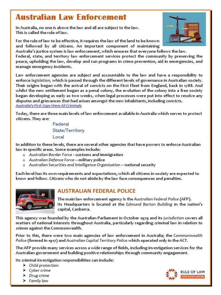 Overview of Australian Law Enforcement | PDF | Law