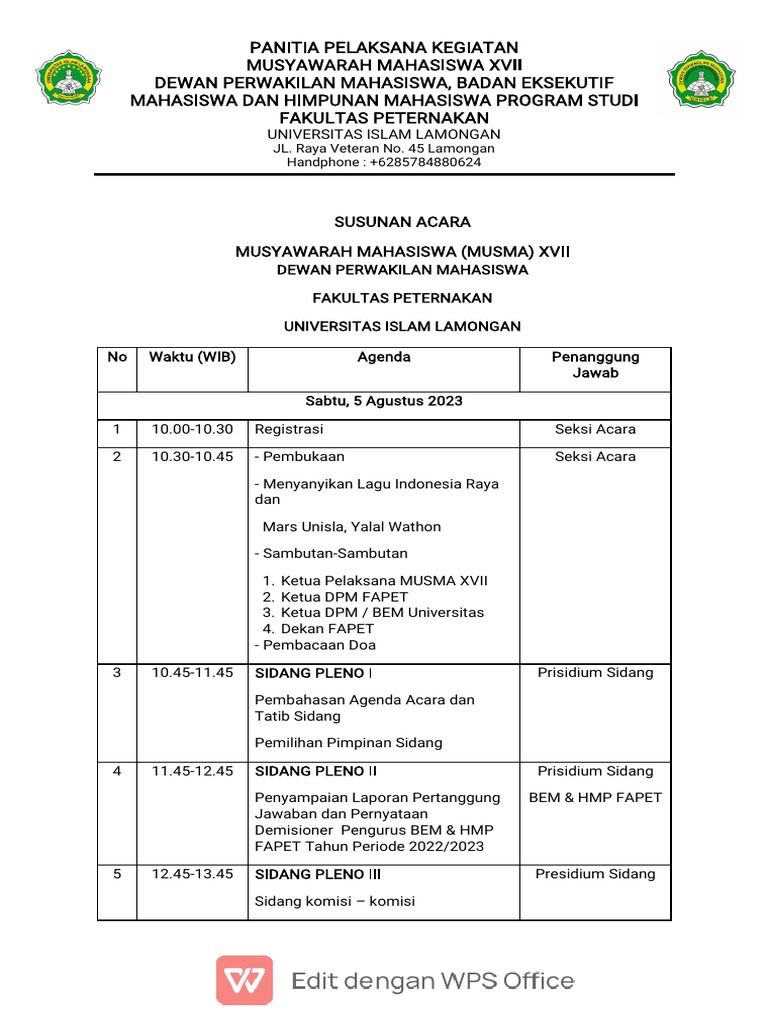 Rouwdon acara musma XVII | PDF
