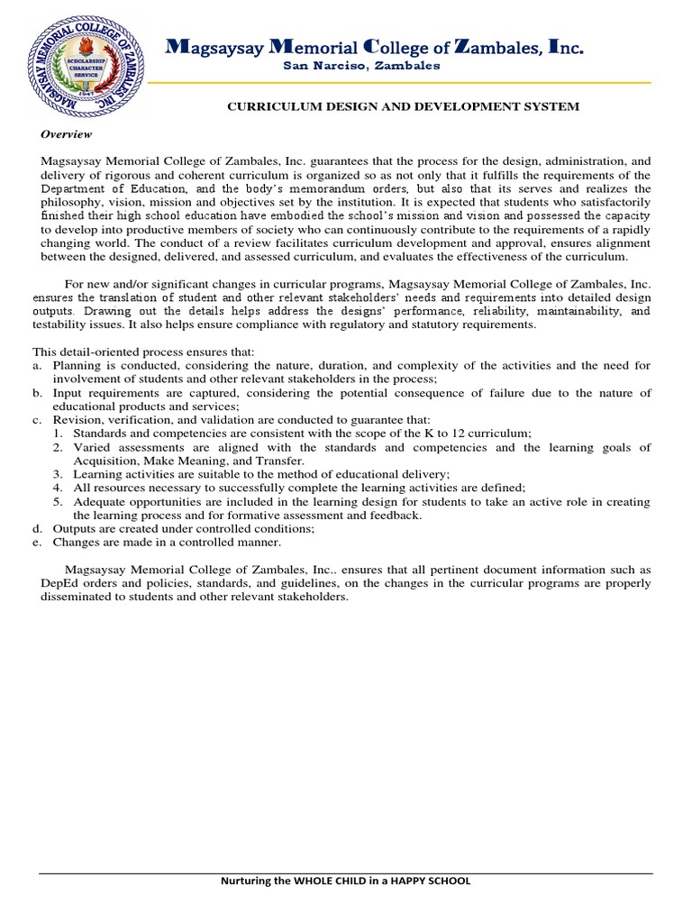 Curriculum Design and Development System | PDF