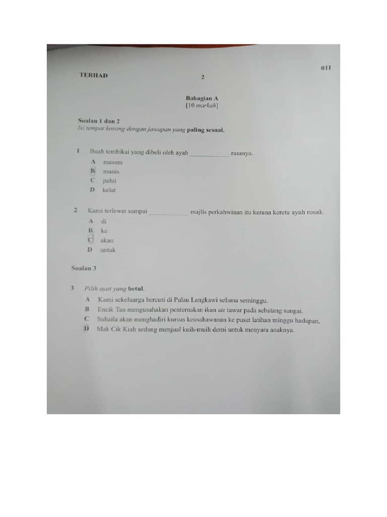 Tahun 4 BM Uasa | PDF