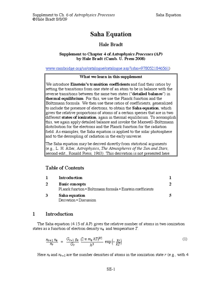 Saha Equation...derived by megnad saha | Energy Level | Ionization