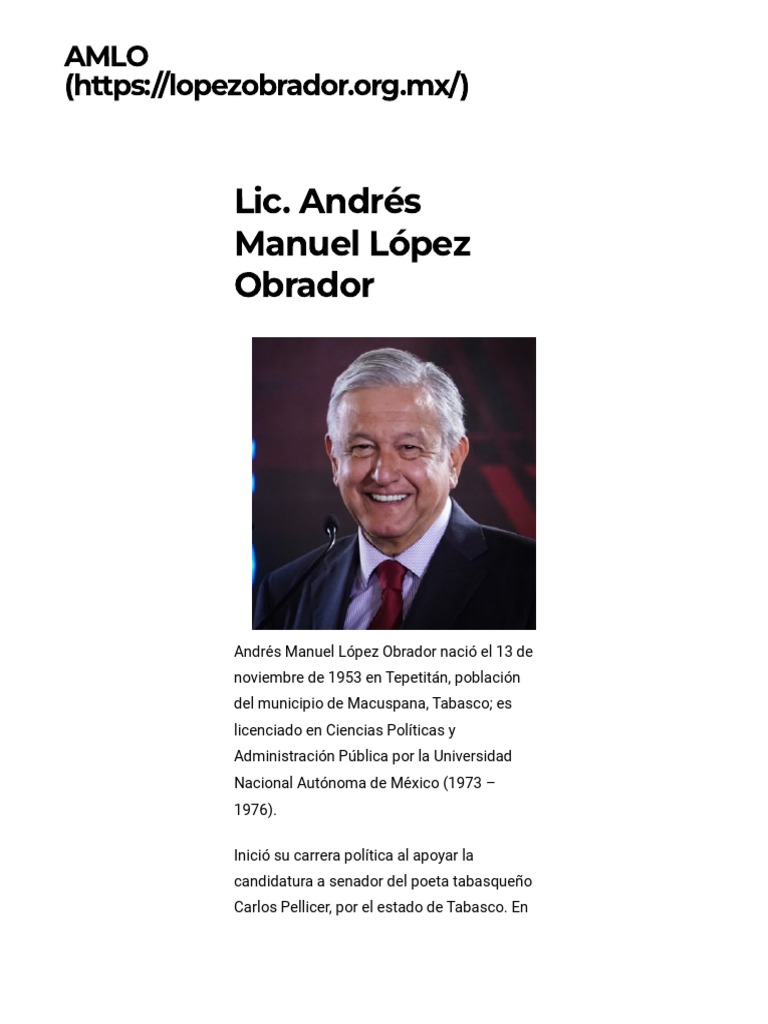 Lic. Andrés Manuel López Obrador - AMLO | PDF | Historia