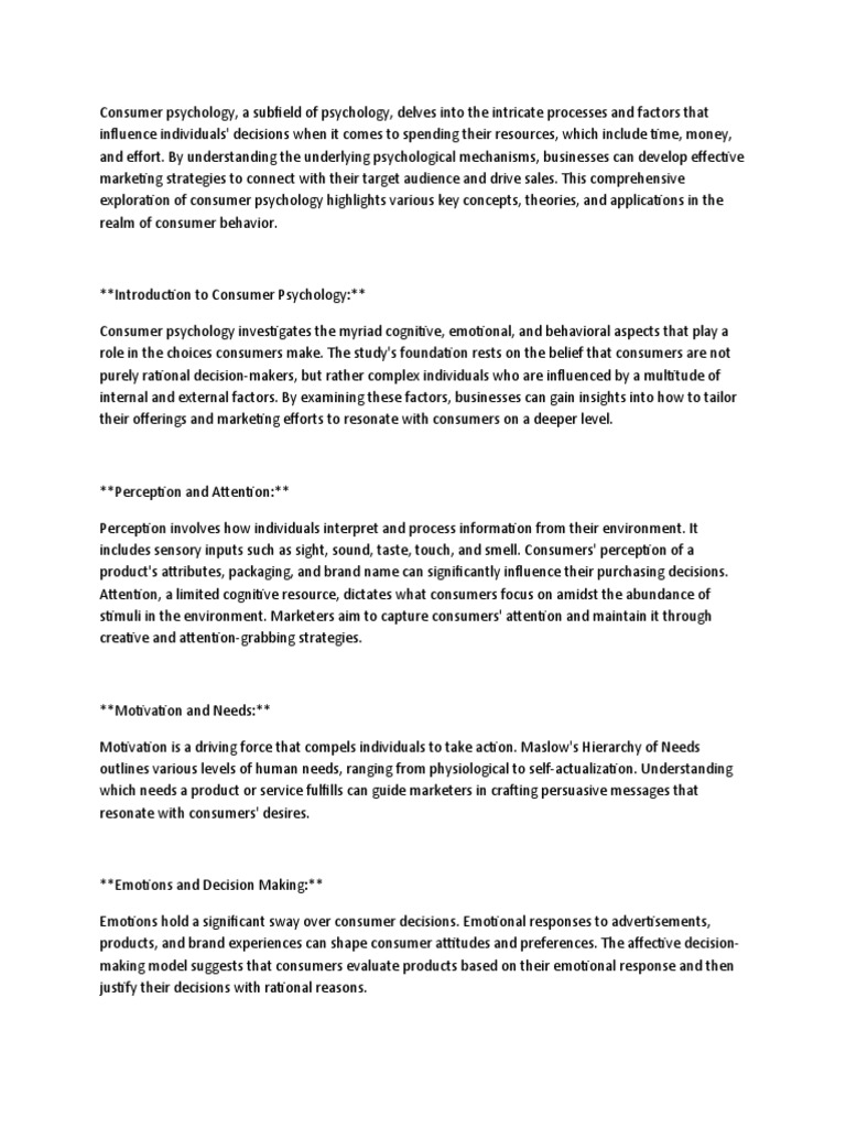 Understanding Consumer Psychology Insights | PDF