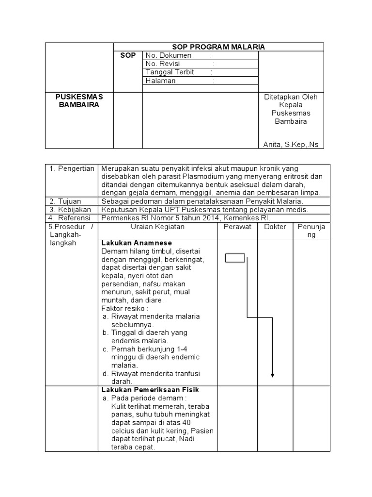 Sop Program Malaria | PDF