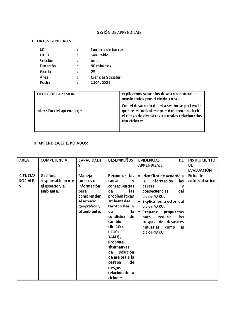 Sesión de Aprendizaje 2do Grado | PDF