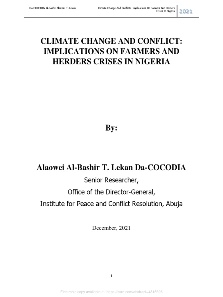 Climate Change and Nigeria's Farmer-Herder Conflicts | PDF