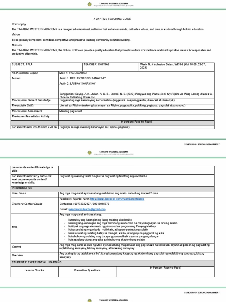 Atg Fpla Q1 WK8-9 KMF | PDF