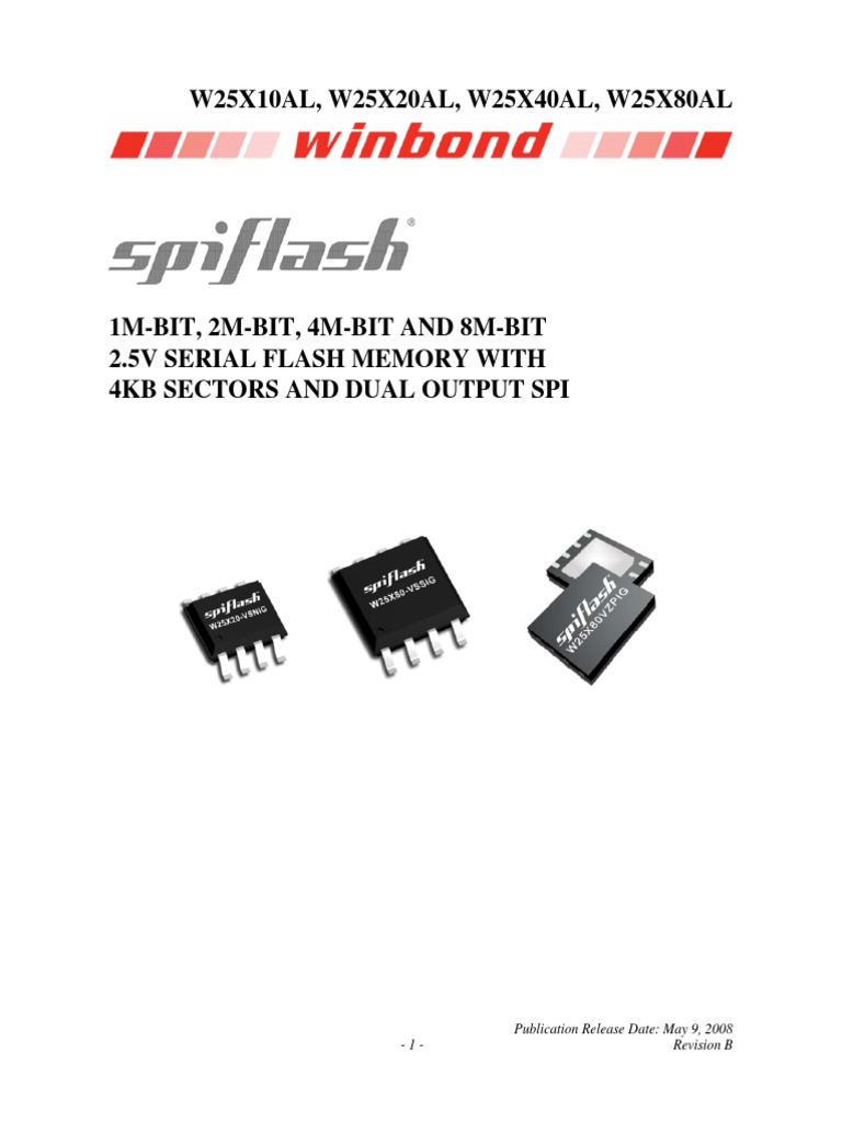 Winbond SERIAL FLASH MEMORY - W25X10AL - W25X20AL - W25X40AL - W25X80AL | PDF