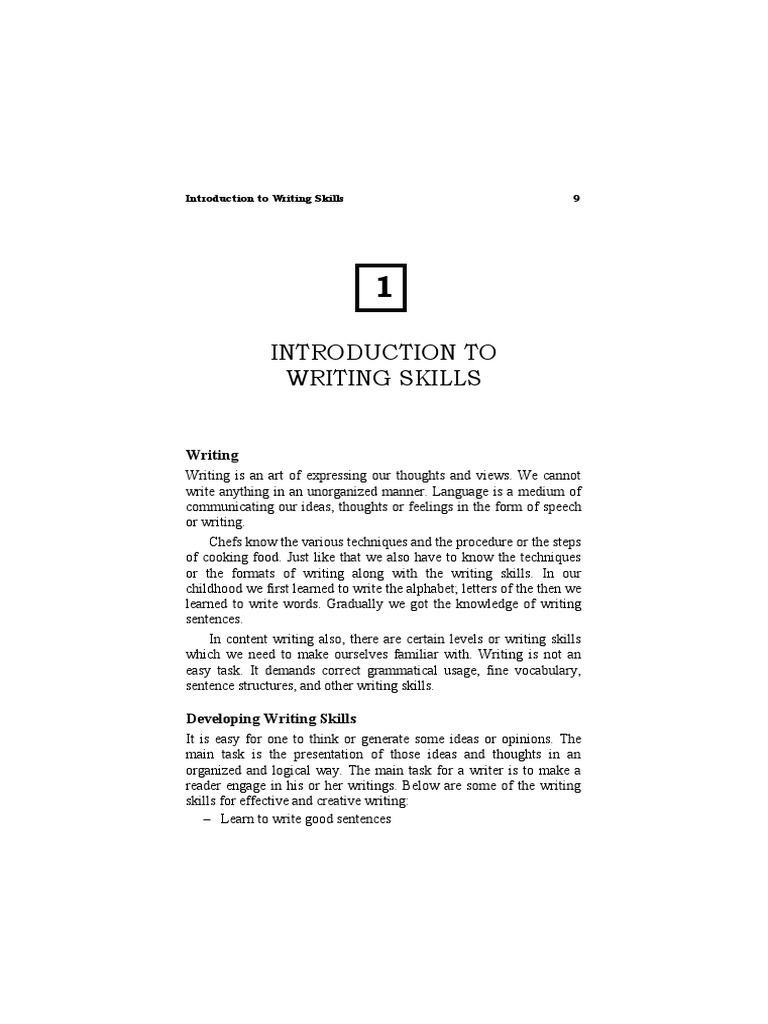 Introduction to Writing Skills Guide | PDF