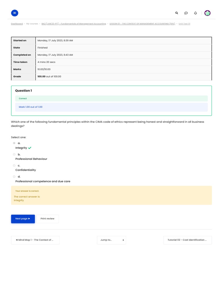 Unit Test 01 - Attempt Review (Page 1 of 10) | PDF