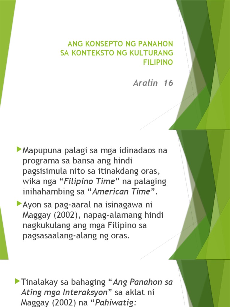 Aralin 16 ANG KONSEPTO NG PANAHON SA KONTEKSTO NG KULTURANG FILIPINO | PDF