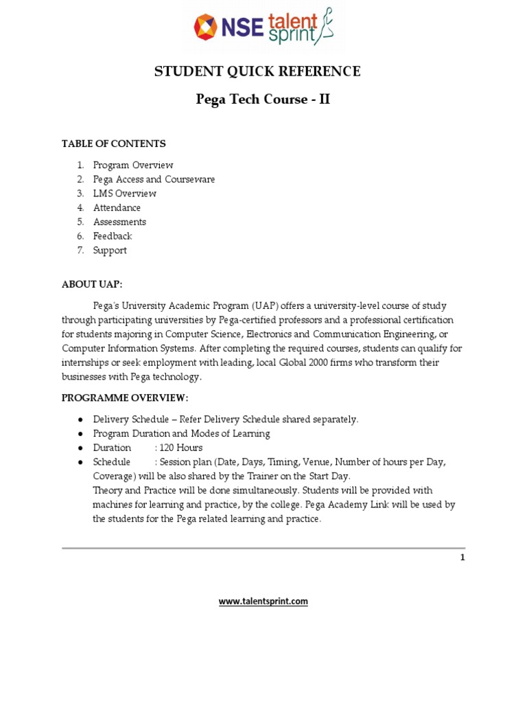 Student Handbook - Tech Course 2 | PDF