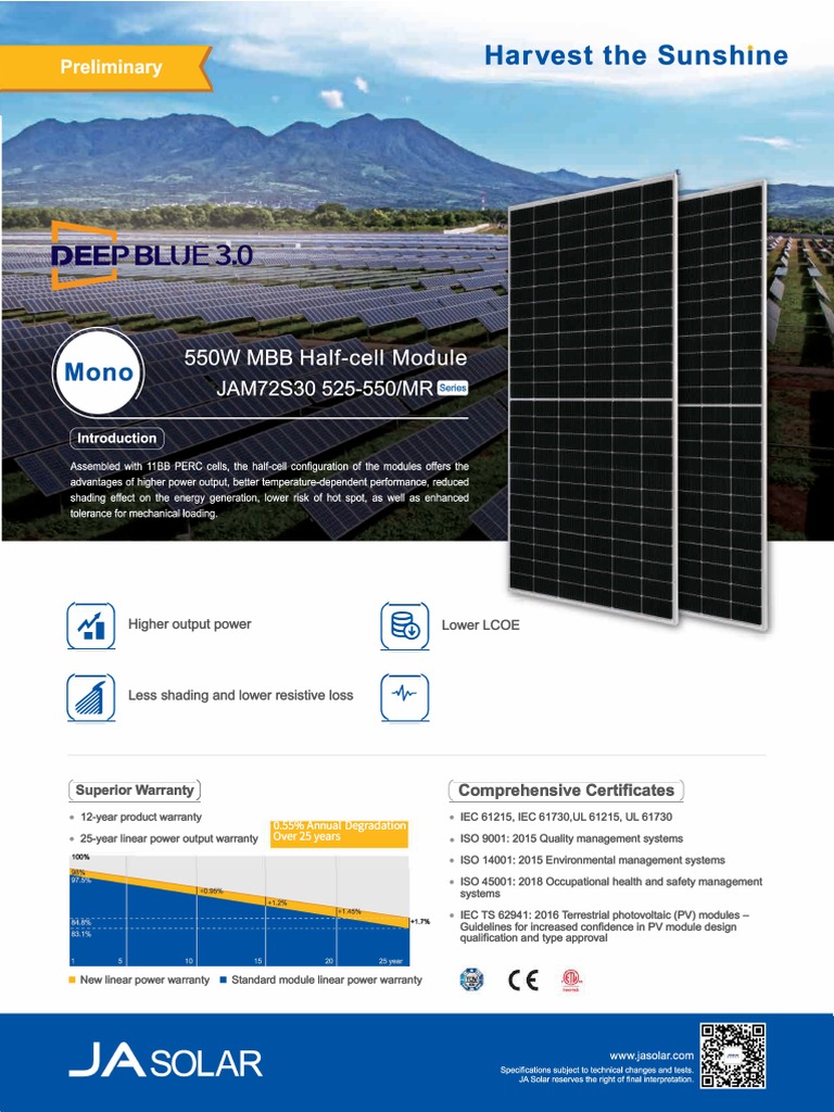 JA Solar 540W Half-Cell Module | PDF