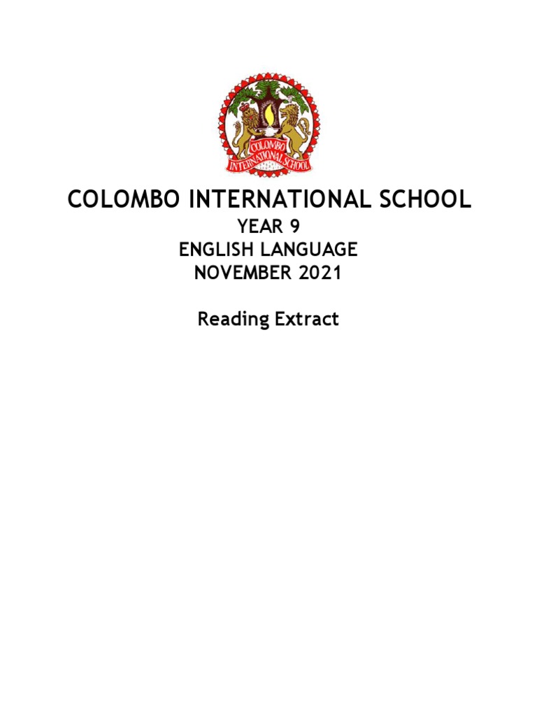 English Language Reading Extract | PDF