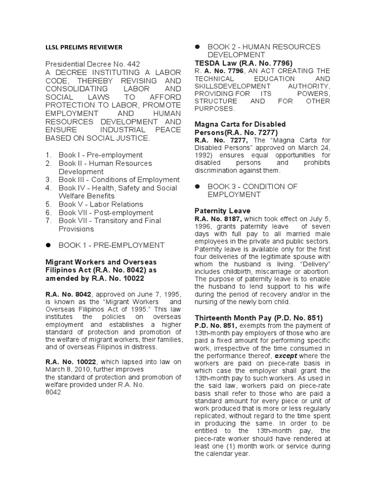 LLSL Prelims Reviewer | PDF