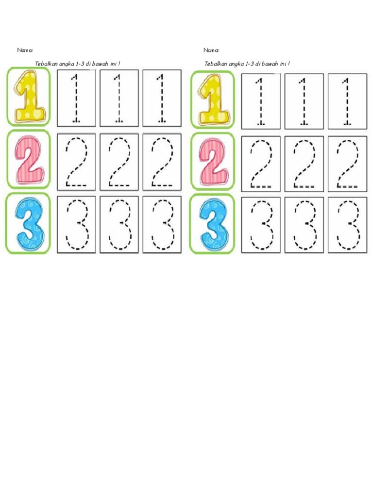 Worksheet Angka Paud | PDF