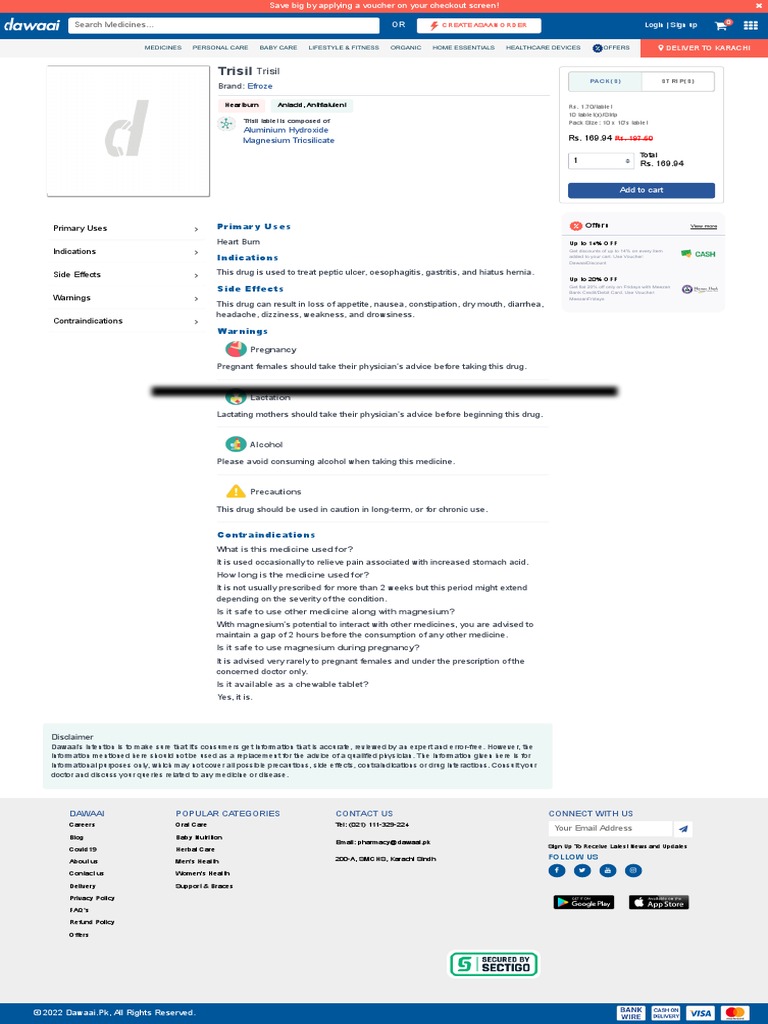 Trisil Tab. - Dawaai - Uses, Side Effect, Price in Pakistan | PDF