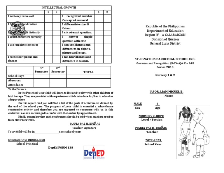 Front Form 138 Kinder 1 2 | PDF