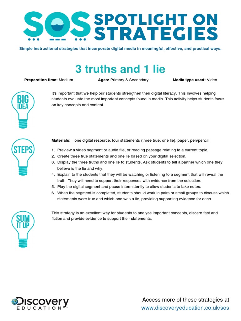 3 Truths and 1 Lie | PDF