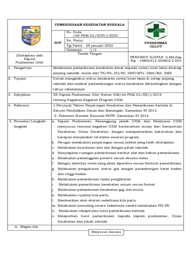 Sop Pemeriksaan Kesehatan Berkala | PDF