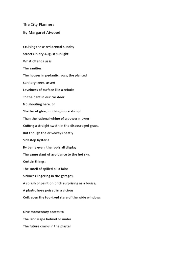 The City Planners by Margret Atwood | PDF