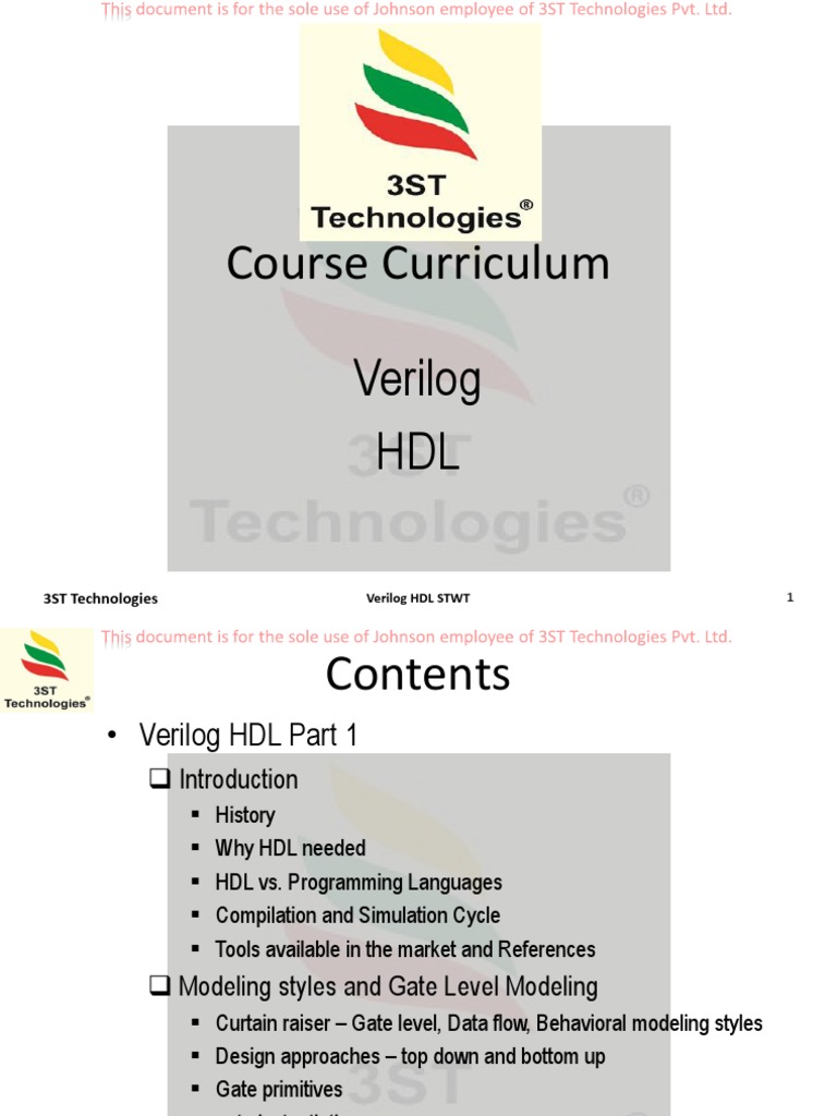 3ST Verilog STWT Slides | PDF 3ST Verilog STWT Slides | PDF