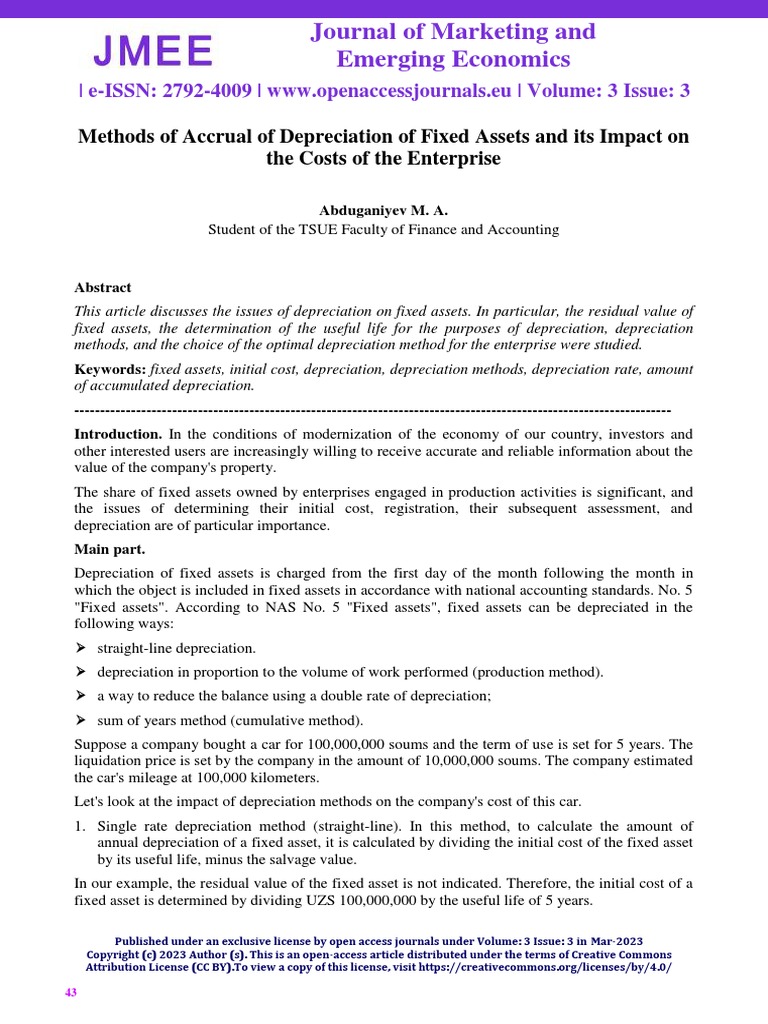 Methods of Accrual of Depreciation of Fixed Assets and Its Impact On ... Methods of Accrual of Depreciation of Fixed Assets and Its Impact On ...