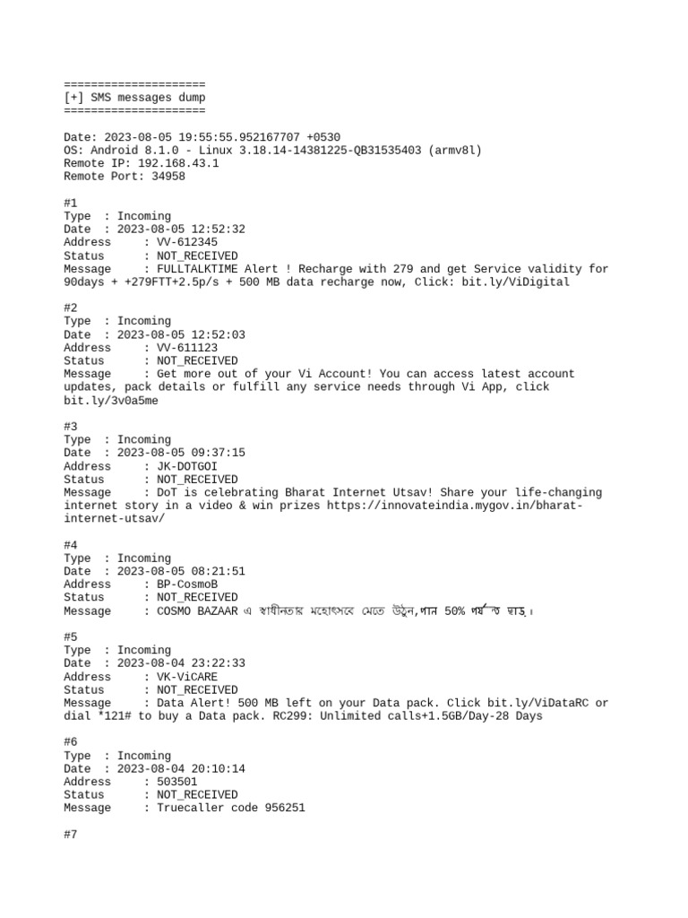 Sms Dump 20230805195549 | PDF