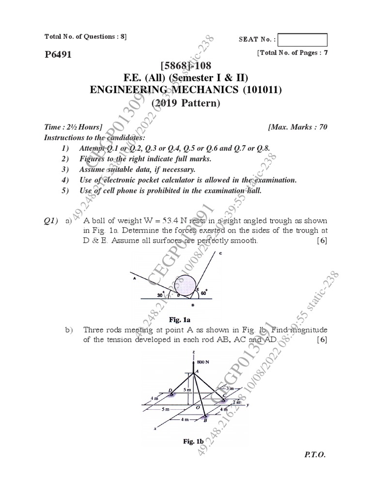 Mechanics Sem 2 Endsem 2022 | PDF