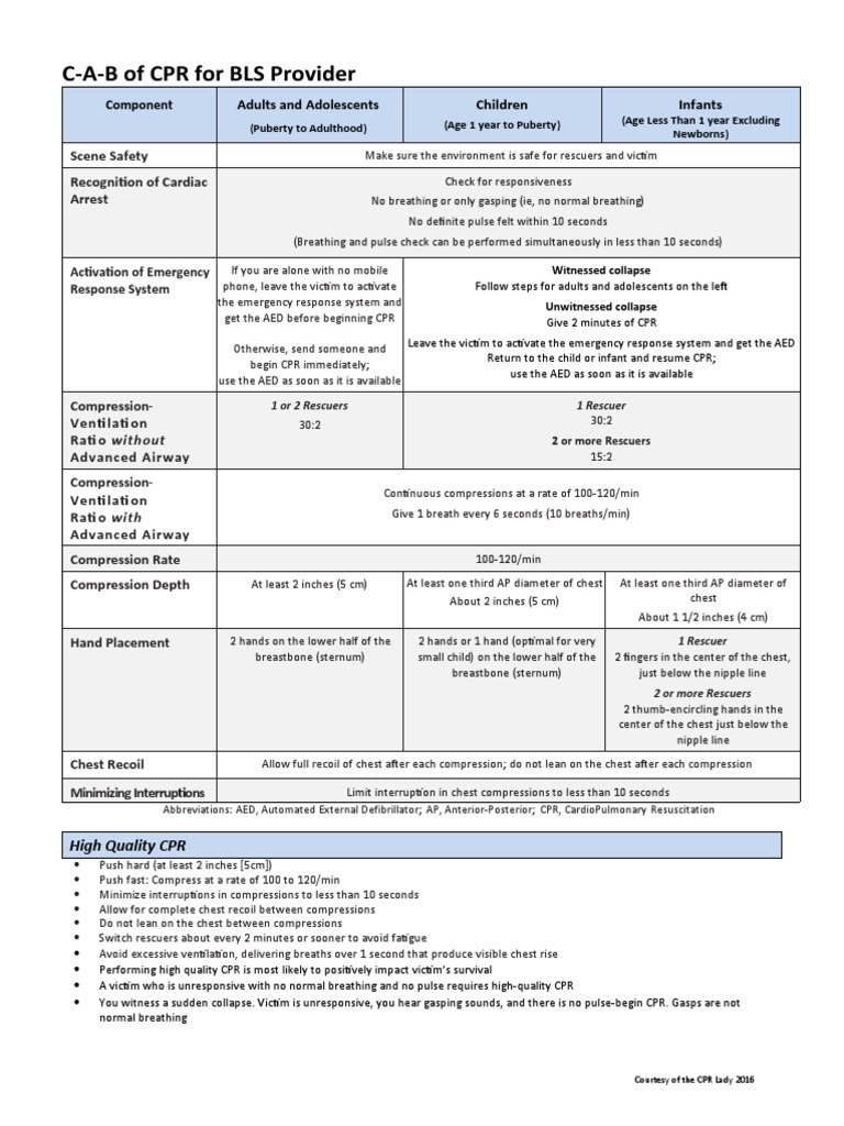 C-A-B of CPR For BLS Provider Apr 2016 From The CPR Lady | PDF