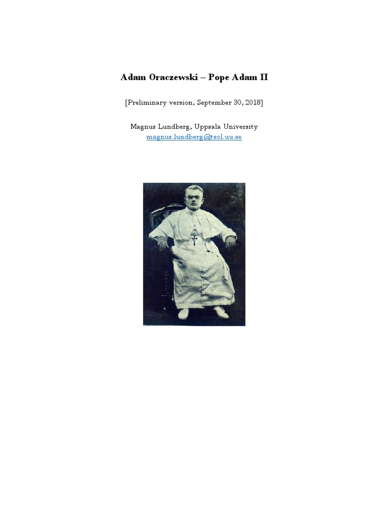 Adam Oraczewski- Pope Adam II | PDF