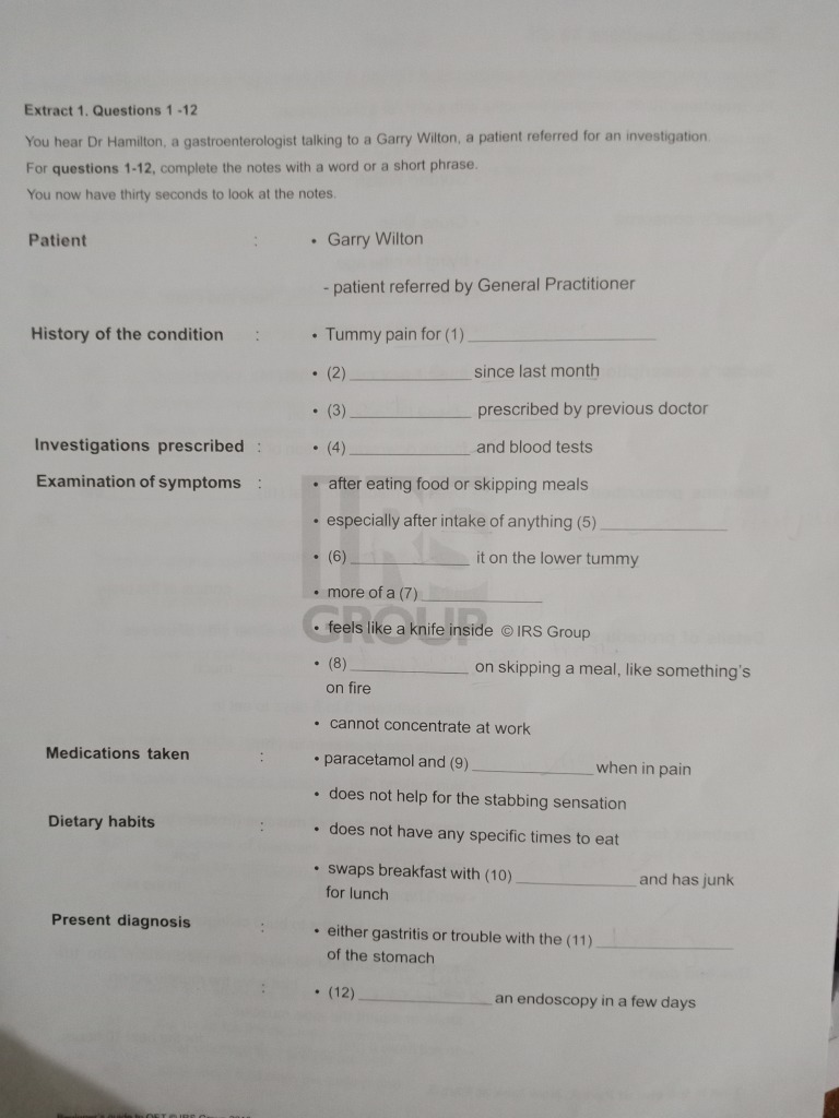 Gary Wilton Oet Listening Task Practice | PDF