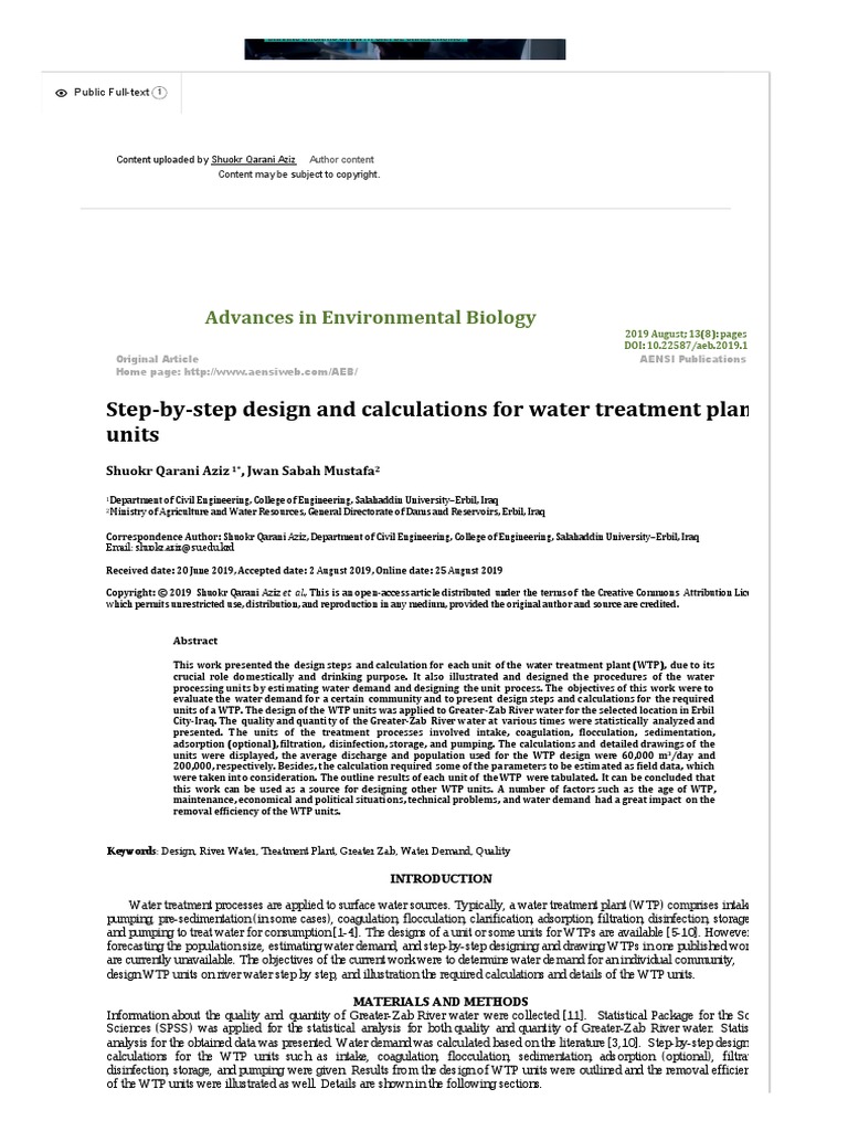 (PDF) Step-By-step Design and Calculations for Water Treatment Plant ...