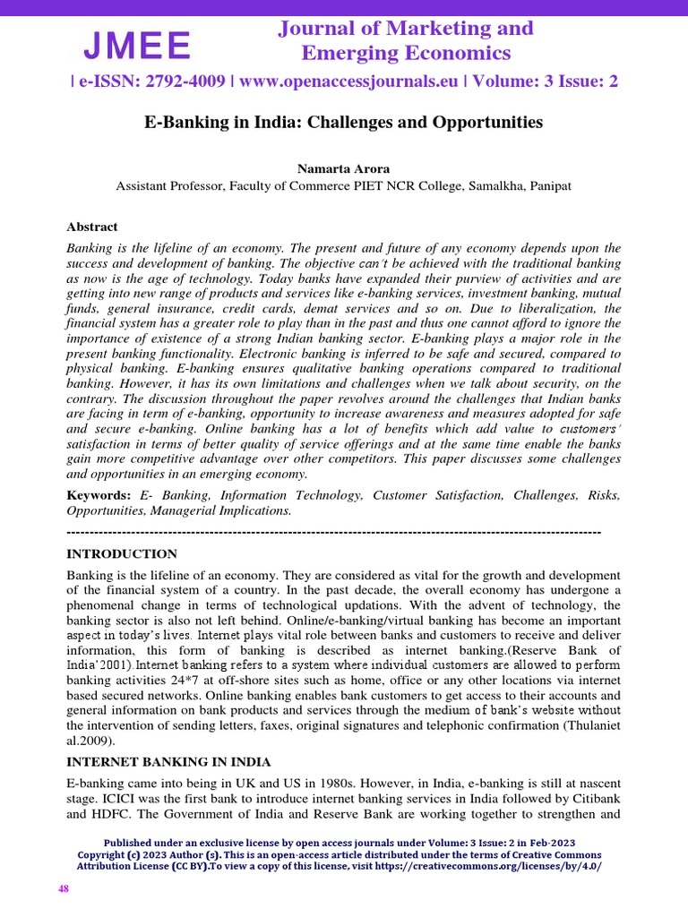 E-Banking in India: Challenges and Opportunities | PDF