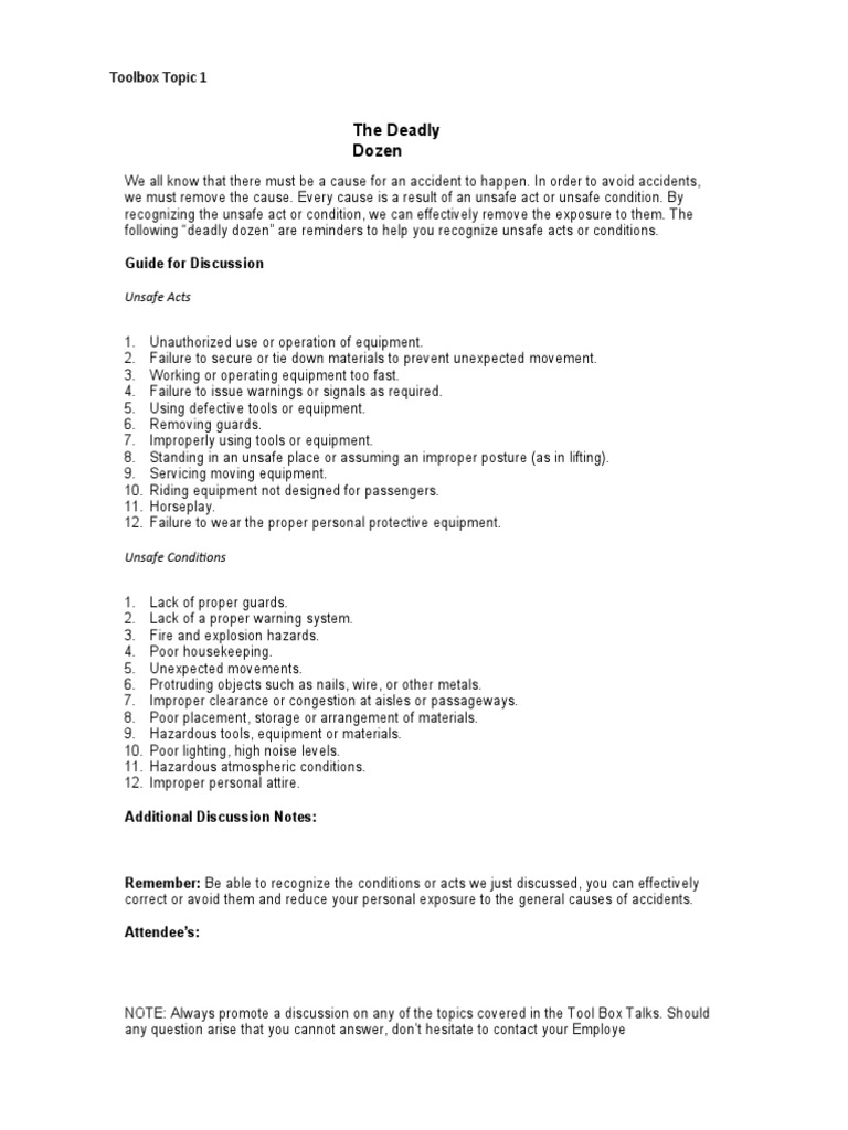 Toolbox Topic 1 | PDF