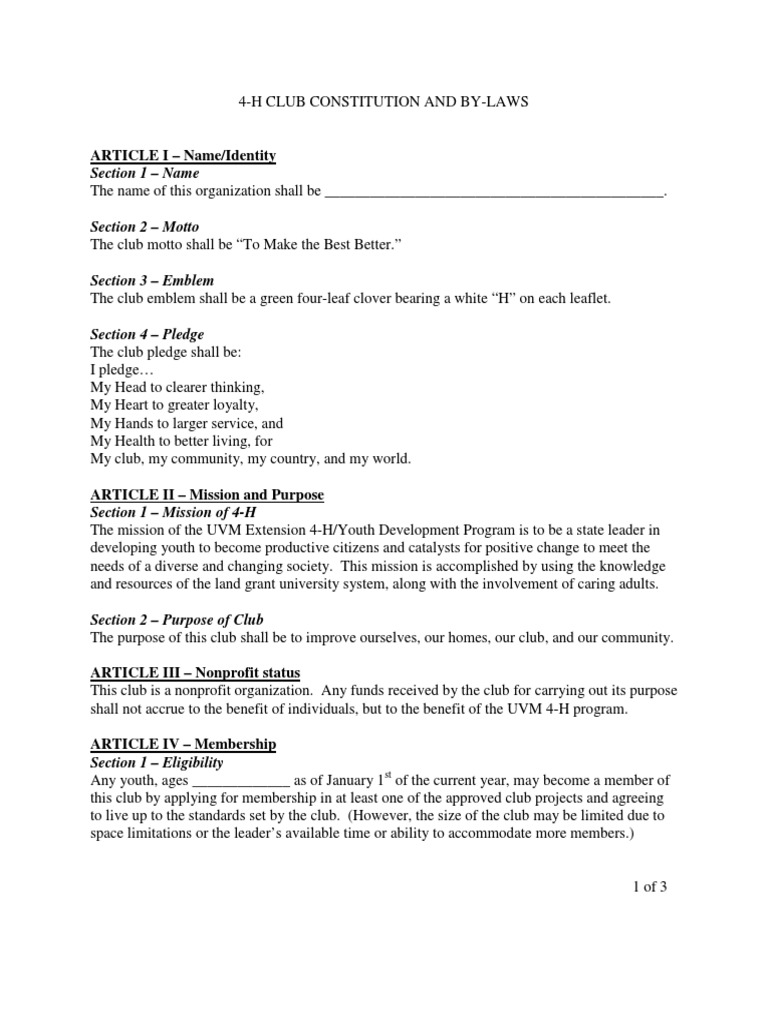 Club Constitution and Bylaws | PDF | Social Science | Law