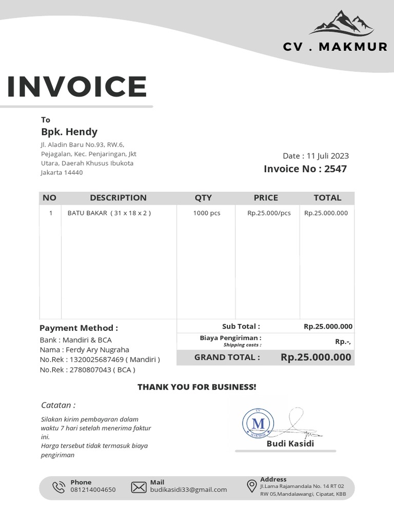 Invoice 1000 Pcs | PDF