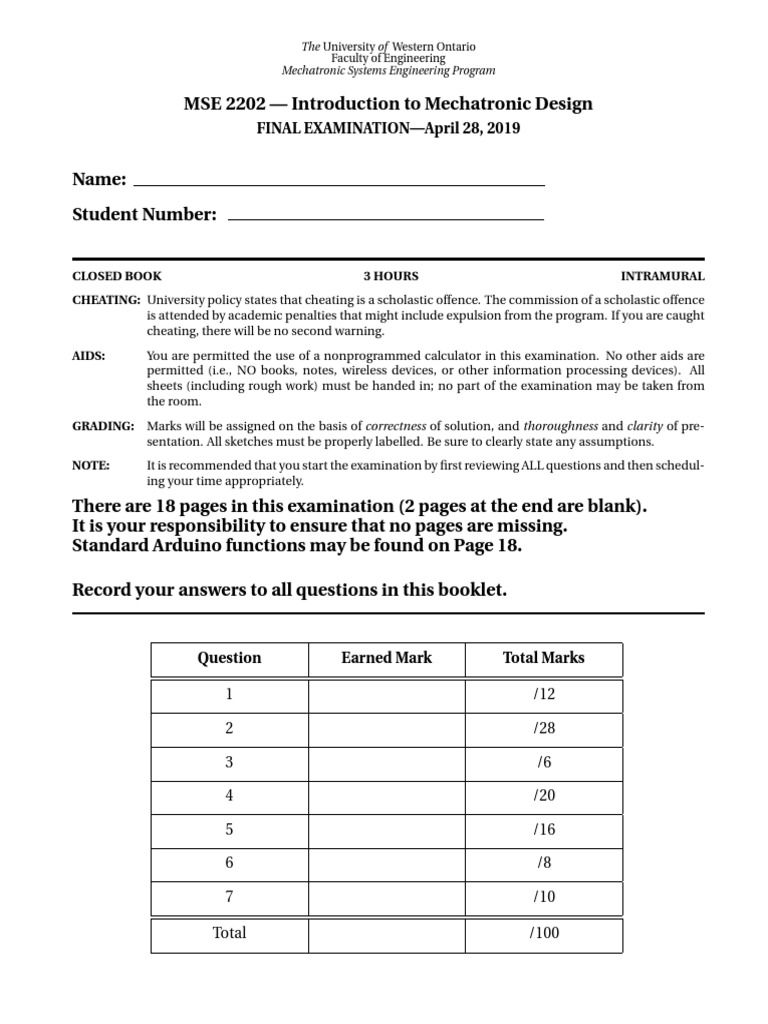 MSE 2202 Final Exam 2019 | PDF