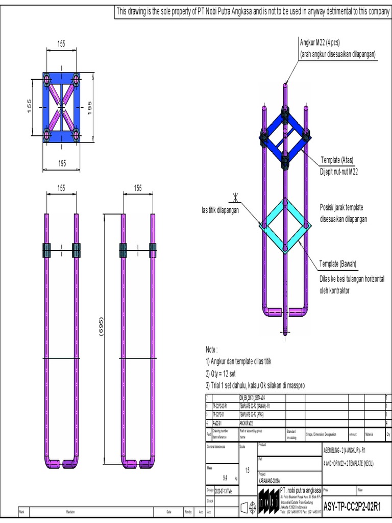 Drawing Template for Anchoring Type-1 R1 | PDF