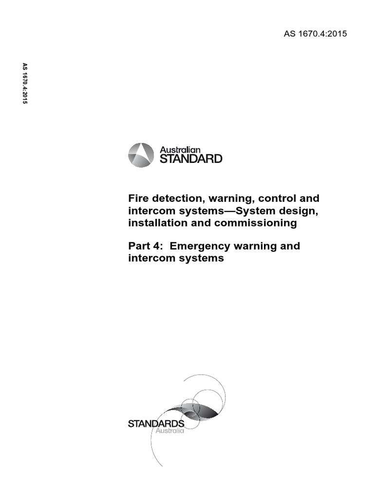 AS 1670 4 2015 Fire Detection, Warning | PDF