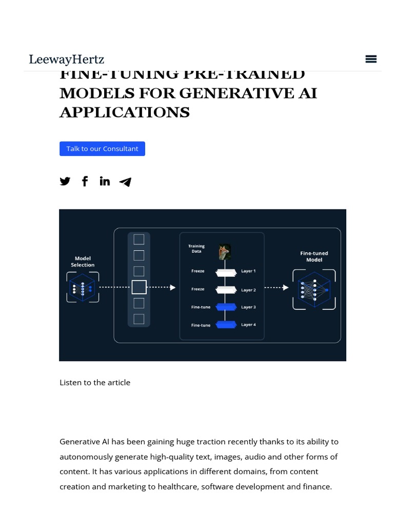 Fine-Tuning Pre-Trained Models For Generative AI Applications | PDF